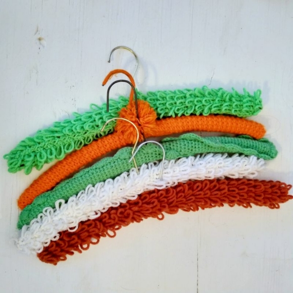 Vintage | Storage & Organization | Vintage Covered Hanger Set Of 5 Hand ...